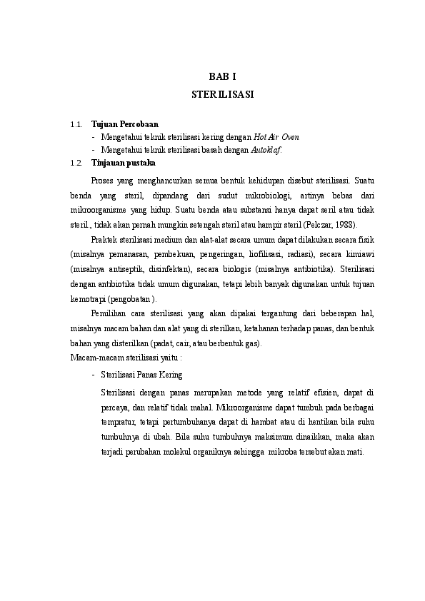 (DOC) BAB I sterilisasi new