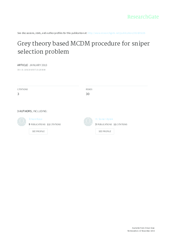 (PDF) Grey theory based MCDM procedure for sniper selection problem