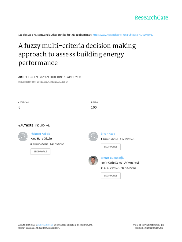 Pdf A Fuzzy Multi Criteria Decision Making Approach To Assess