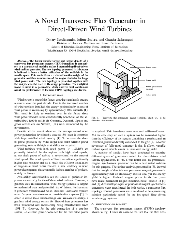 (PDF) A Novel Transverse Flux Generator in Direct-Driven Wind Turbines