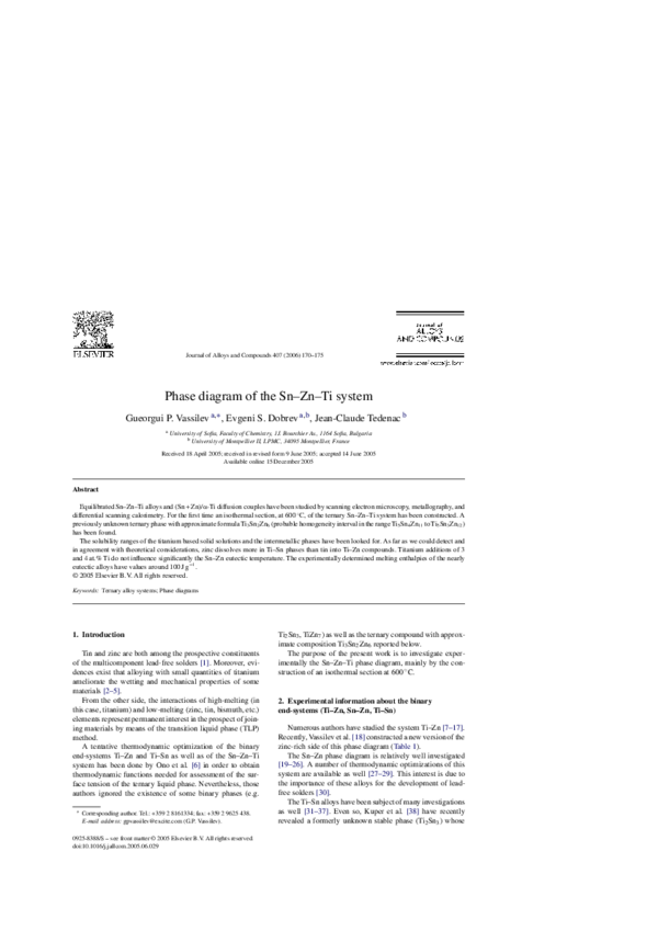 (PDF) Phase diagram of the Sn–Zn–Ti system