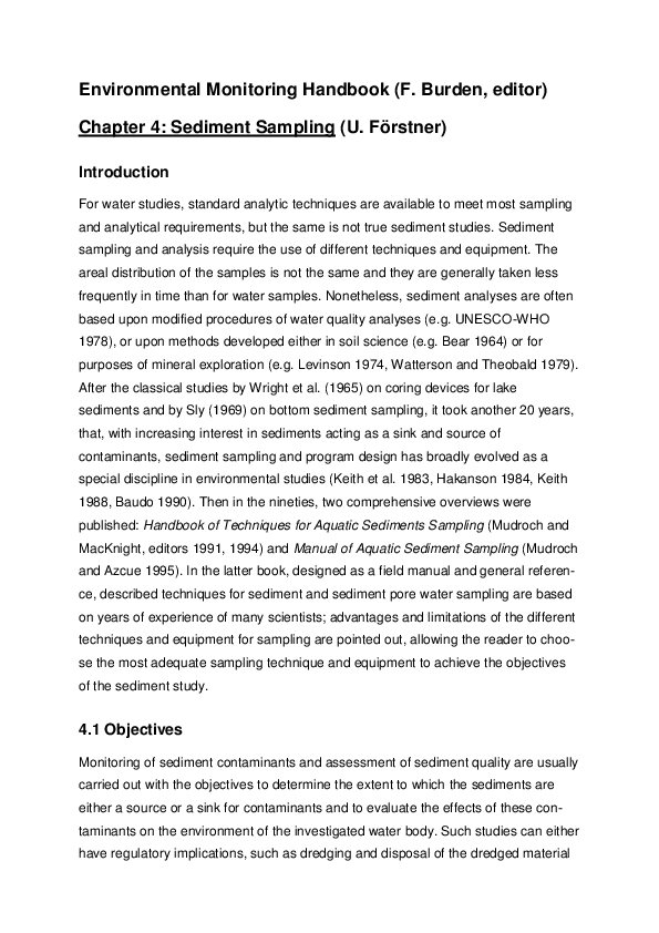 (PDF) Sediment sampling, sample preparation, grain size corrections, and chemical criteria