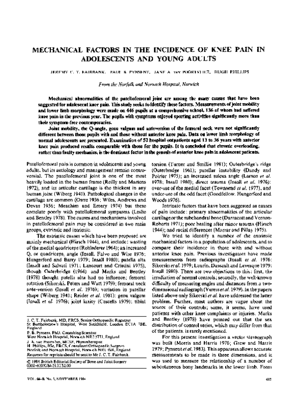 (PDF) Mechanical factors in the incidence of knee pain in adolescents ...