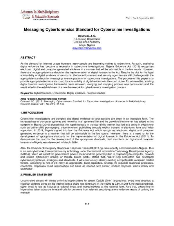 (PDF) Messaging Cyberforensics Standard for Cybercrime Investigations