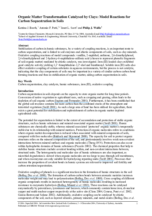 (PDF) Organic matter transformation catalysed by clays: model reactions ...