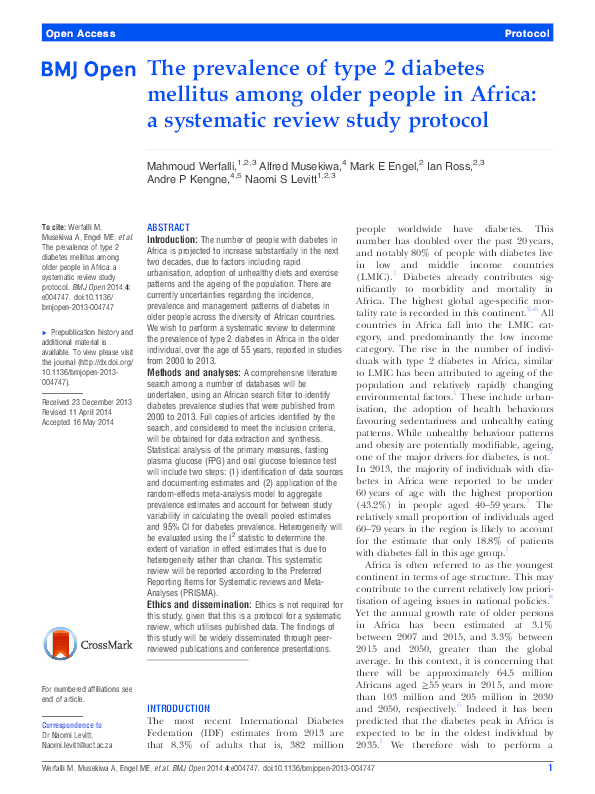 (PDF) The prevalence of type 2 diabetes mellitus among older people in ...