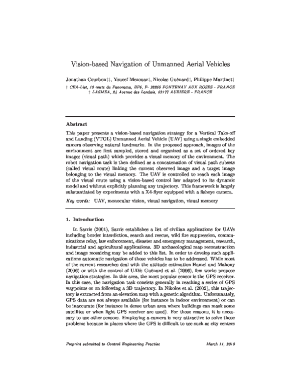 (PDF) Vision-based navigation of unmanned aerial vehicles
