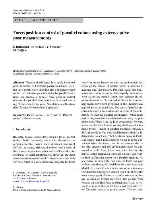 (PDF) Force/position control of parallel robots using exteroceptive ...