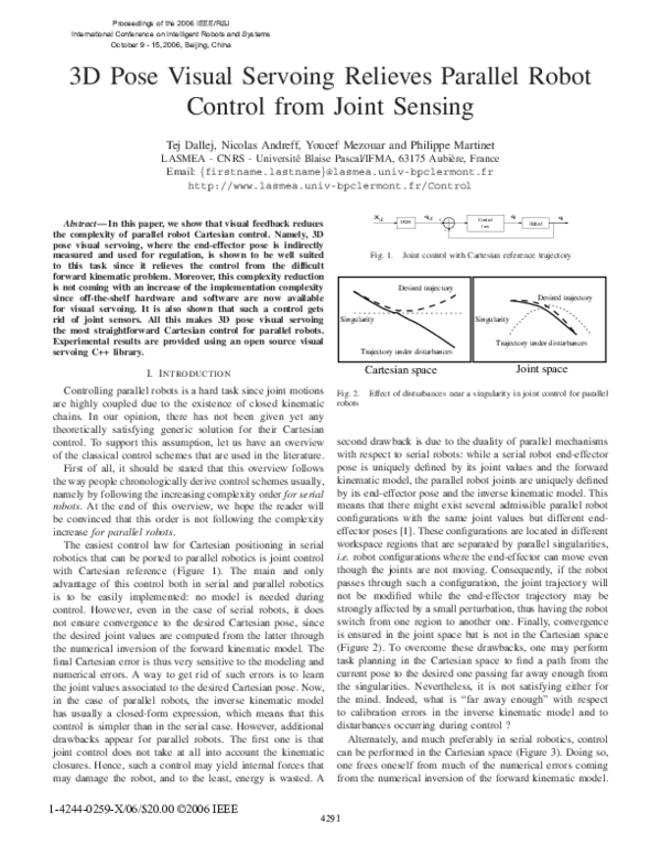 (PDF) 3D Pose Visual Servoing Relieves Parallel Robot Control from Joint Sensing