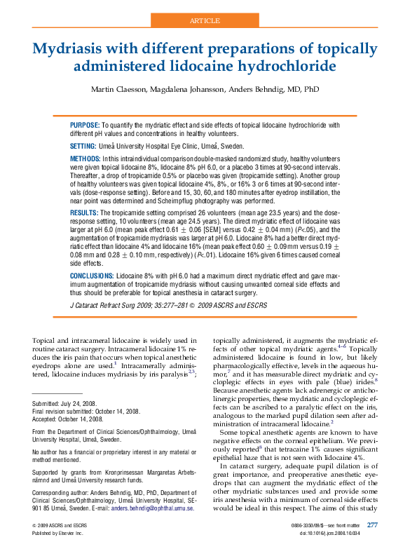 (PDF) Mydriasis with different preparations of topically administered ...
