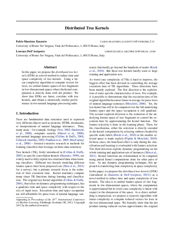 (PDF) Distributed Tree Kernels | Lorenzo Dell'Arciprete - Academia.edu (PDF) Distributed Tree Kernels | Lorenzo Dell'Arciprete - Academia.edu