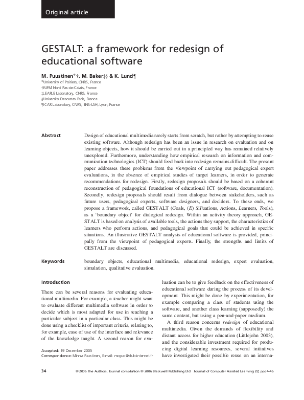 (PDF) GESTALT: a framework for redesign of educational software