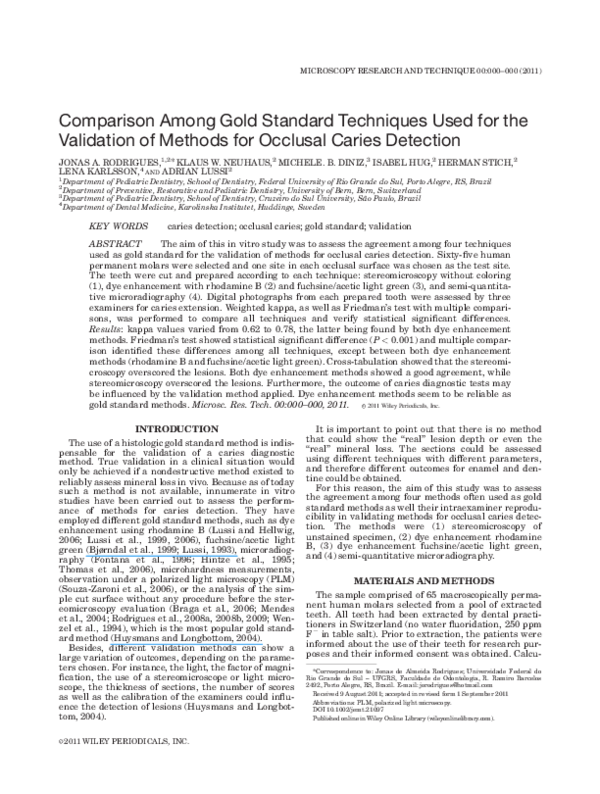 Pdf Comparison Among Gold Standard Techniques Used For The Validation Of Methods For Occlusal