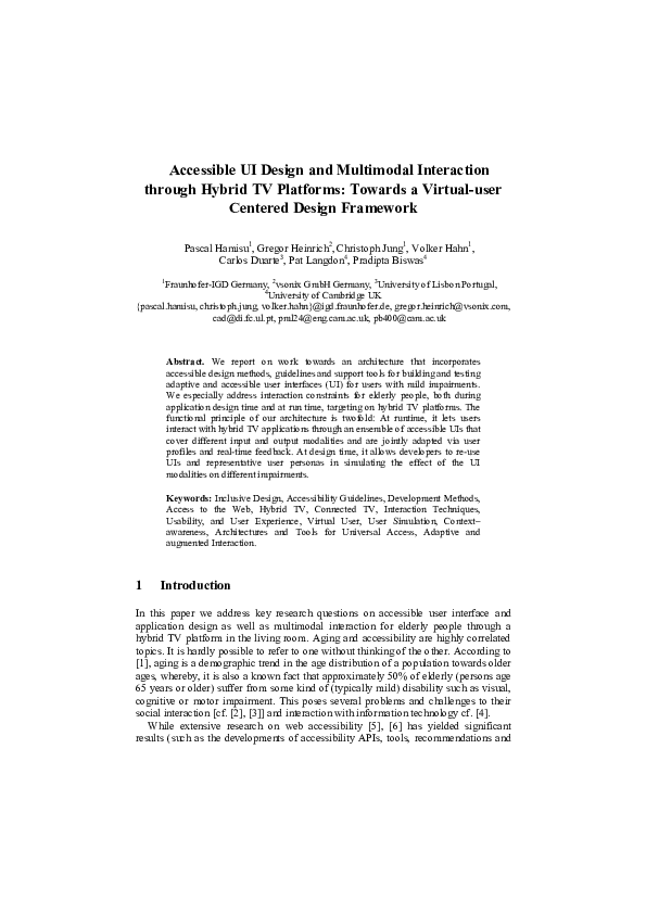 Pdf Accessible Ui Design And Multimodal Interaction Through Hybrid Tv Platforms Towards A