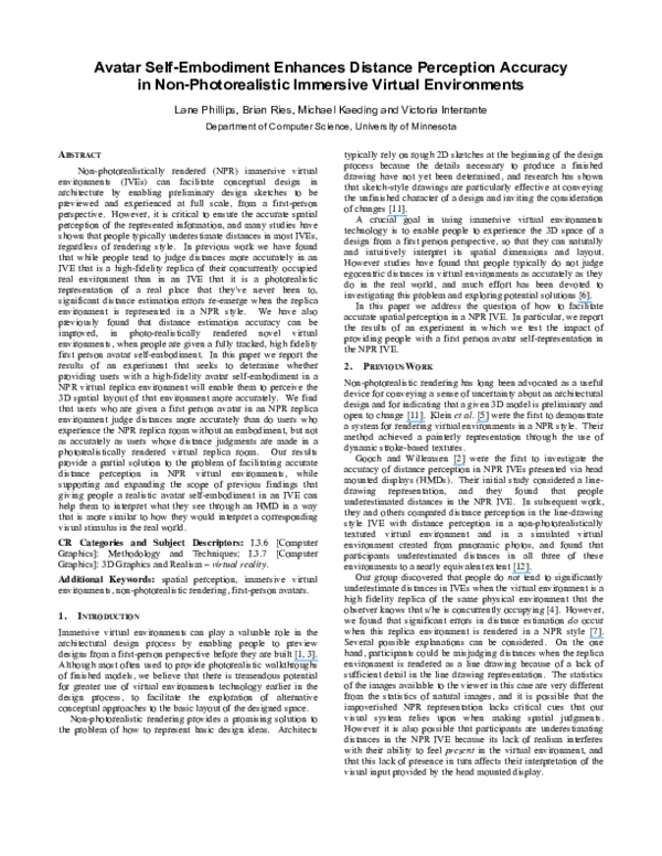 (PDF) Avatar self-embodiment enhances distance perception accuracy in ...