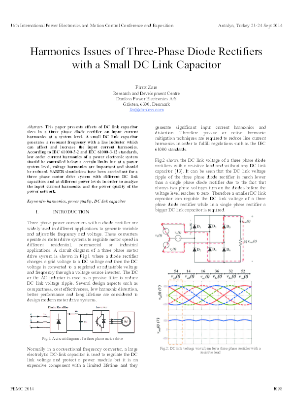 (PDF) Harmonics Issues of Three-Phase Diode Rectifiers with a Small DC ...