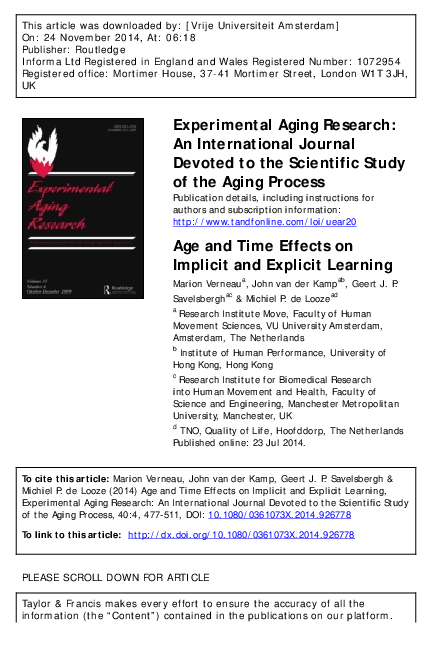 Age and Time Effects on Implicit and Explicit Learning