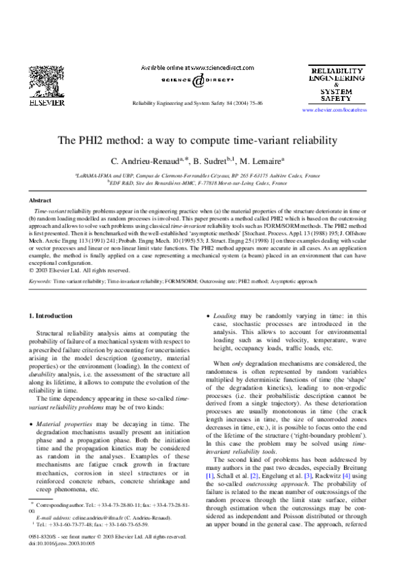(PDF) The PHI2 method: a way to compute time-variant reliability