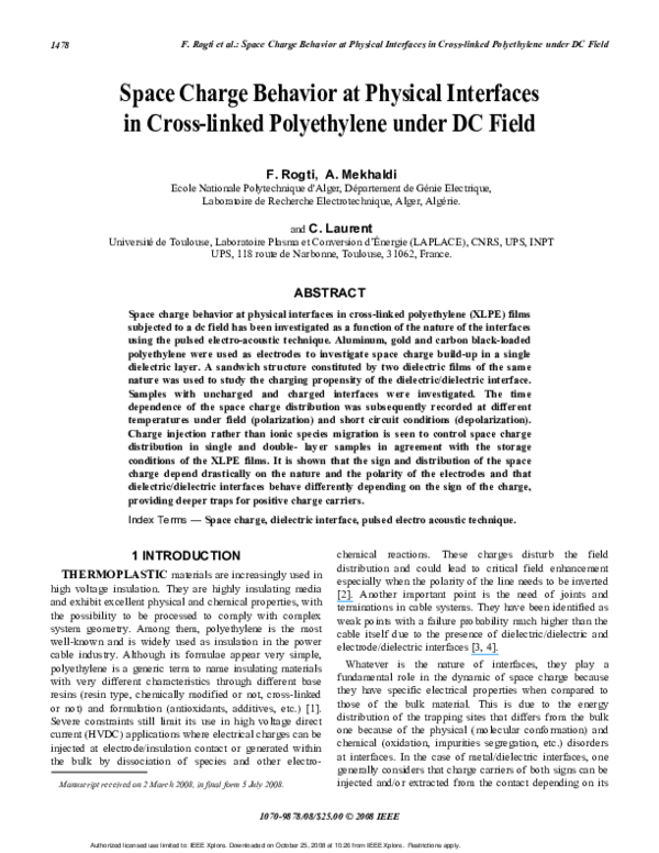 (PDF) Space charge behavior at physical interfaces in cross-linked ...