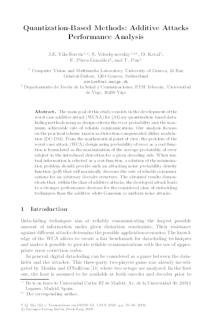 (PDF) Quantization-Based Methods: Additive Attacks Performance Analysis
