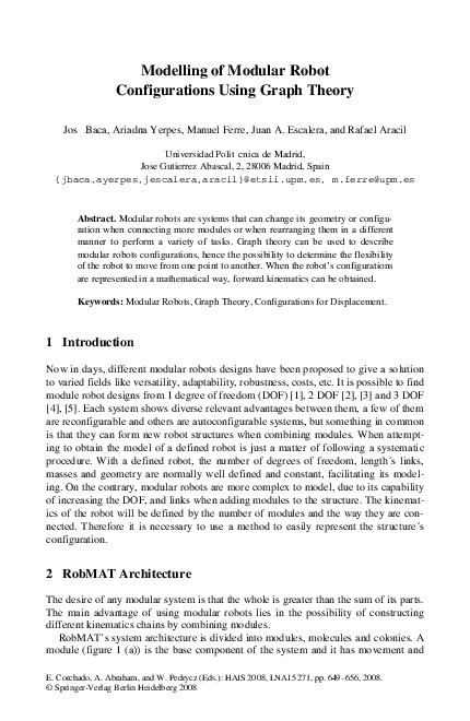 Pdf Modelling Of Modular Robot Configurations Using Graph Theory 4104