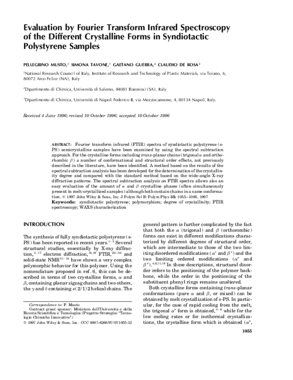 (PDF) Evaluation by Fourier Transform Infrared Spectroscopy of the ...