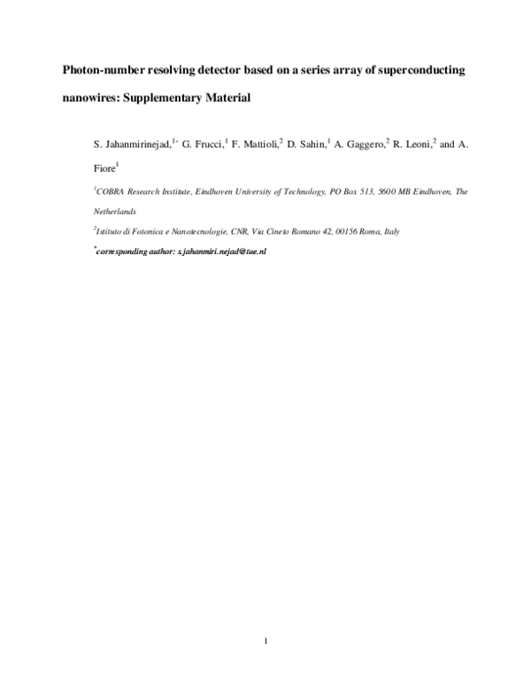 Pdf Photon Number Resolving Detector Based On A Series Array Of