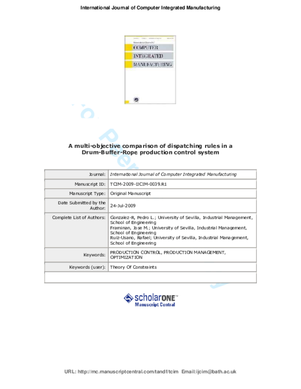 (PDF) A multi-objective comparison of dispatching rules in a drum–buffer–rope production control ...