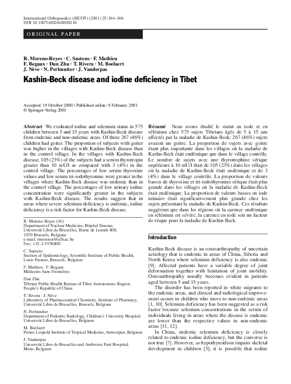 (PDF) Kashin-Beck disease and iodine deficiency in Tibet
