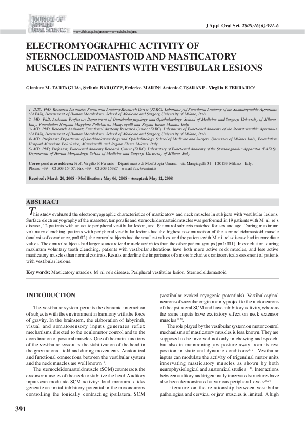 (PDF) Electromyographic activity of sternocleidomastoid and masticatory ...