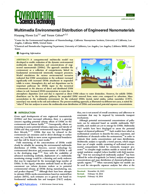 (PDF) Multimedia Environmental Distribution of Engineered Nanomaterials