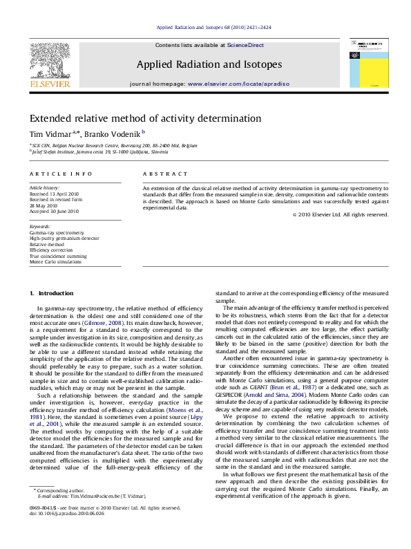 (PDF) Extended relative method of activity determination