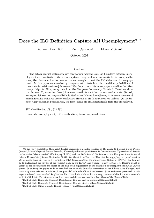 (PDF) Does the ILO Definition Capture All Unemployment?