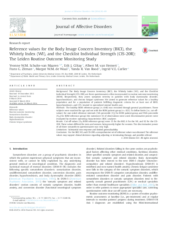 (PDF) Reference values for the Body Image Concern Inventory (BICI), the ...