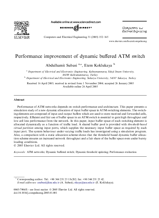 Pdf Performance Improvement Of Dynamic Buffered Atm Switch