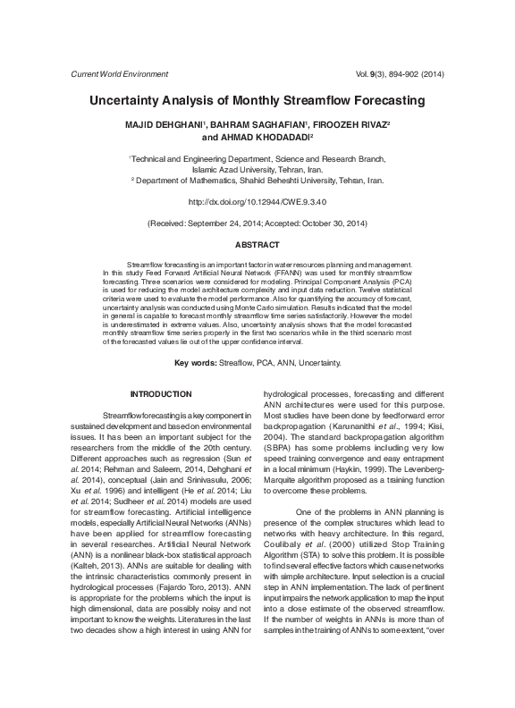 (PDF) Uncertainty Analysis of Monthly Streamflow Forecasting