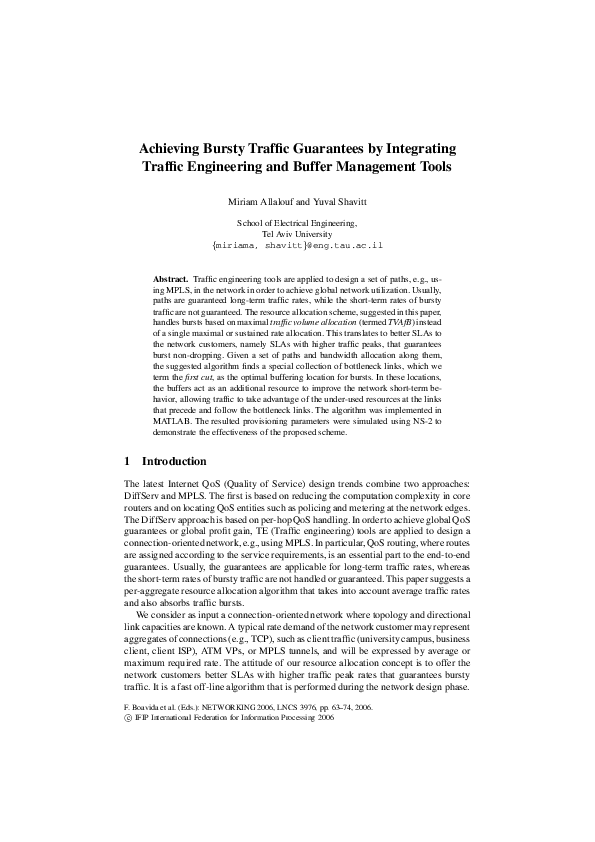 (PDF) Achieving Bursty Traffic Guarantees by Integrating Traffic Engineering and Buffer ...