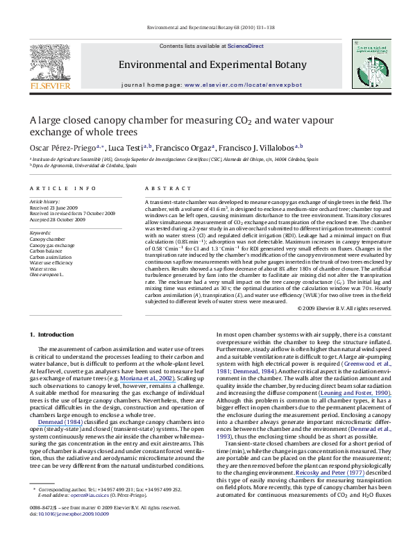 (PDF) A large closed canopy chamber for measuring CO2 and water vapour ...