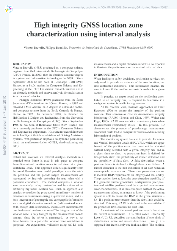 (PDF) High integrity GNSS location zone characterization using interval ...