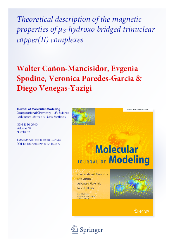 (PDF) Theoretical description of the magnetic properties of μ3-hydroxo bridged trinuclear copper ...