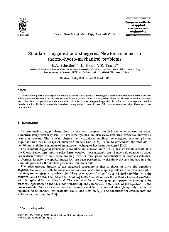 (PDF) Standard staggered and staggered Newton schemes in thermo-hydro ...