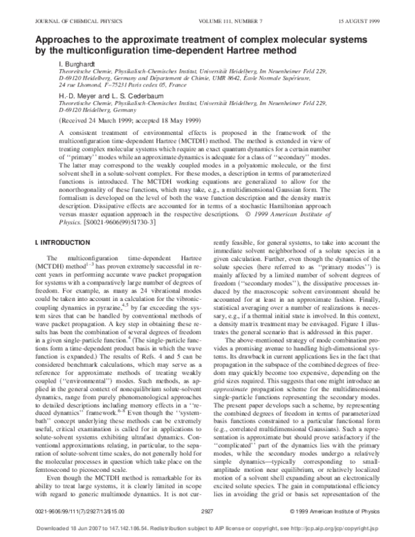 (PDF) Approaches to the approximate treatment of complex molecular systems by the ...