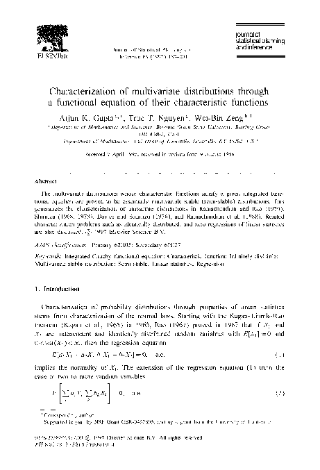 (PDF) Characterization of multivariate distributions through a functional equation of their ...