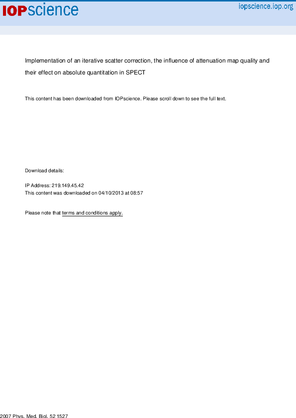 (PDF) Implementation of an iterative scatter correction, the influence of attenuation map ...