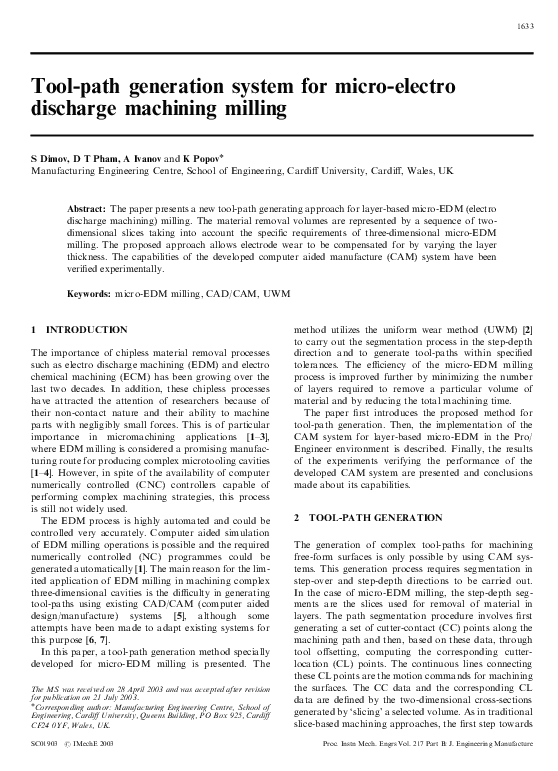 (PDF) Tool-path generation system for micro-electro discharge machining milling