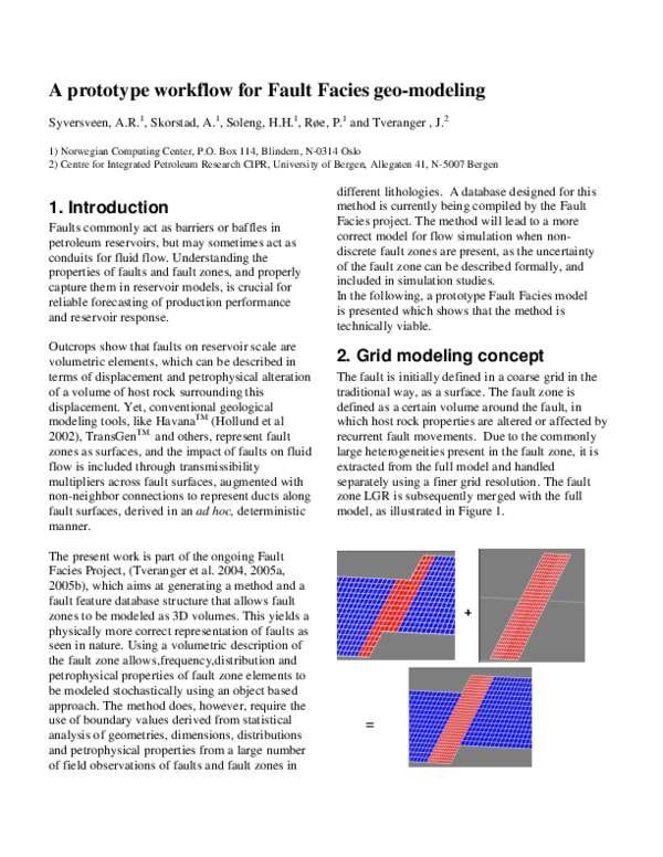 Pdf A Prototype Workflow For Fault Facies Geo Modeling