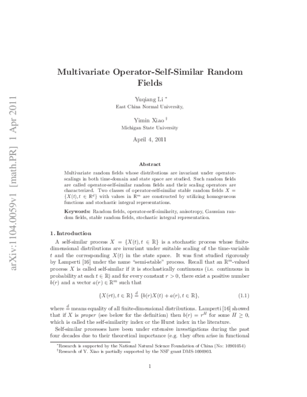(PDF) Multivariate operator-self-similar random fields