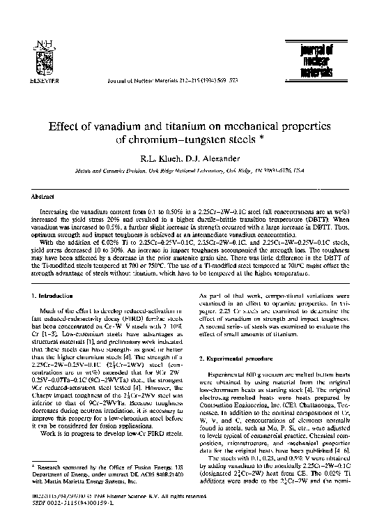 (PDF) Effect of vanadium and titanium on mechanical properties of ...