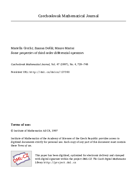 Pdf Some Properties Of Third Order Differential Operators