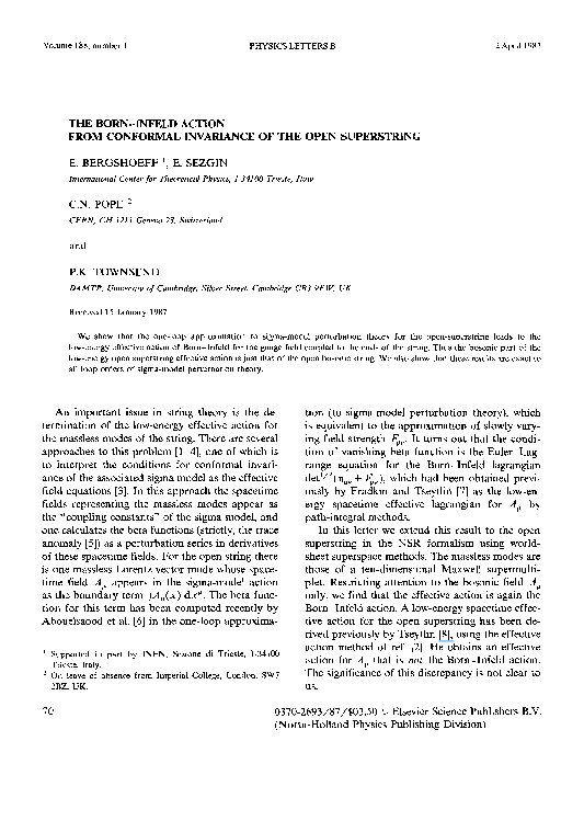 (PDF) The Born-Infeld action from conformal invariance of the open superstring